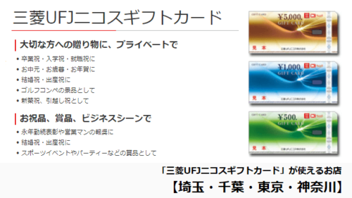 三菱UFJニコスギフトカードが使えるお店【東京都】 | ルーティン ギフトカード